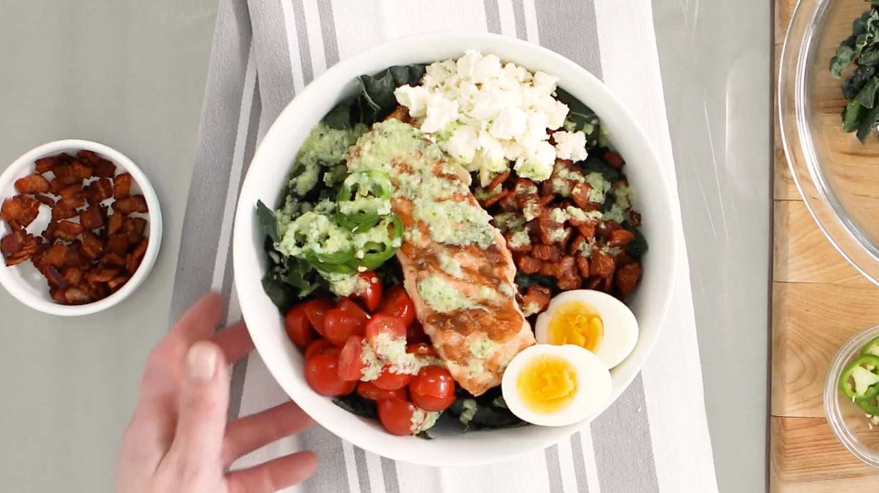 Video: Basil Pesto Salmon Kale Cobb - Dish Works