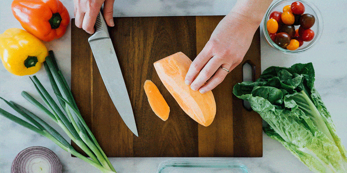 Animated GIF: Veggie Prep - Sweet Potatoes - Dish Works