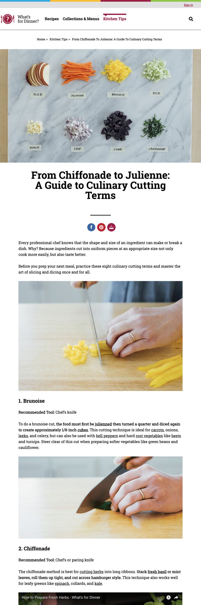 Article: From Chiffonade to Julienne: A Guide to Culinary Cutting Terms ...